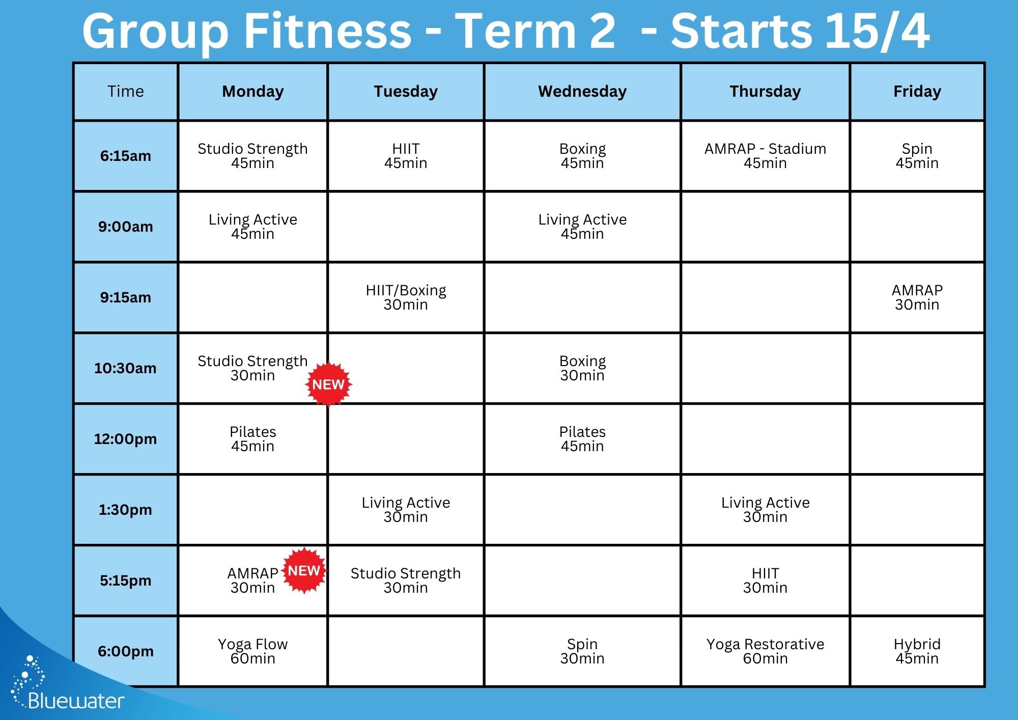 Group Fitness Timetable - Bluewater