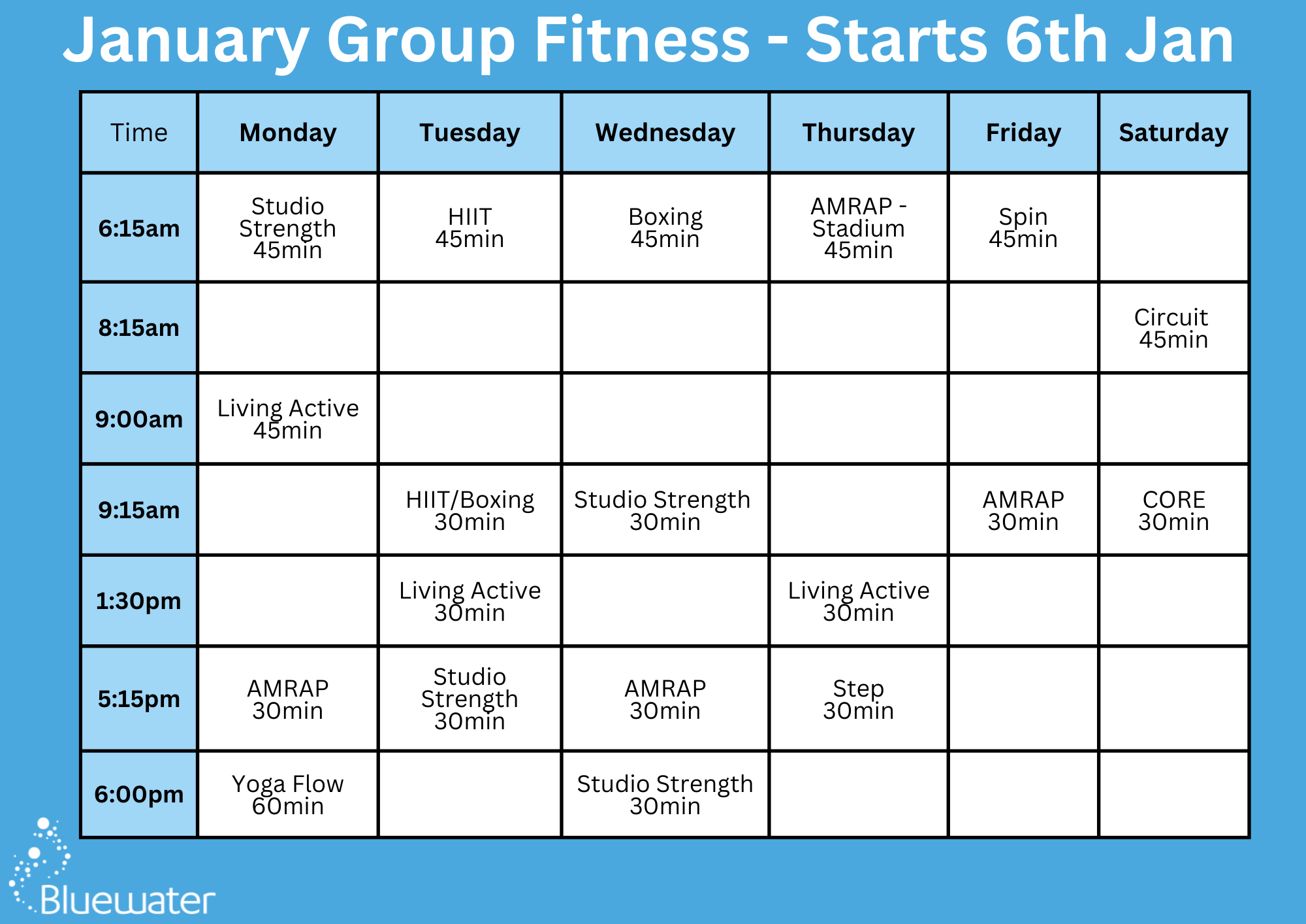 Group Fitness Timetable - Bluewater
